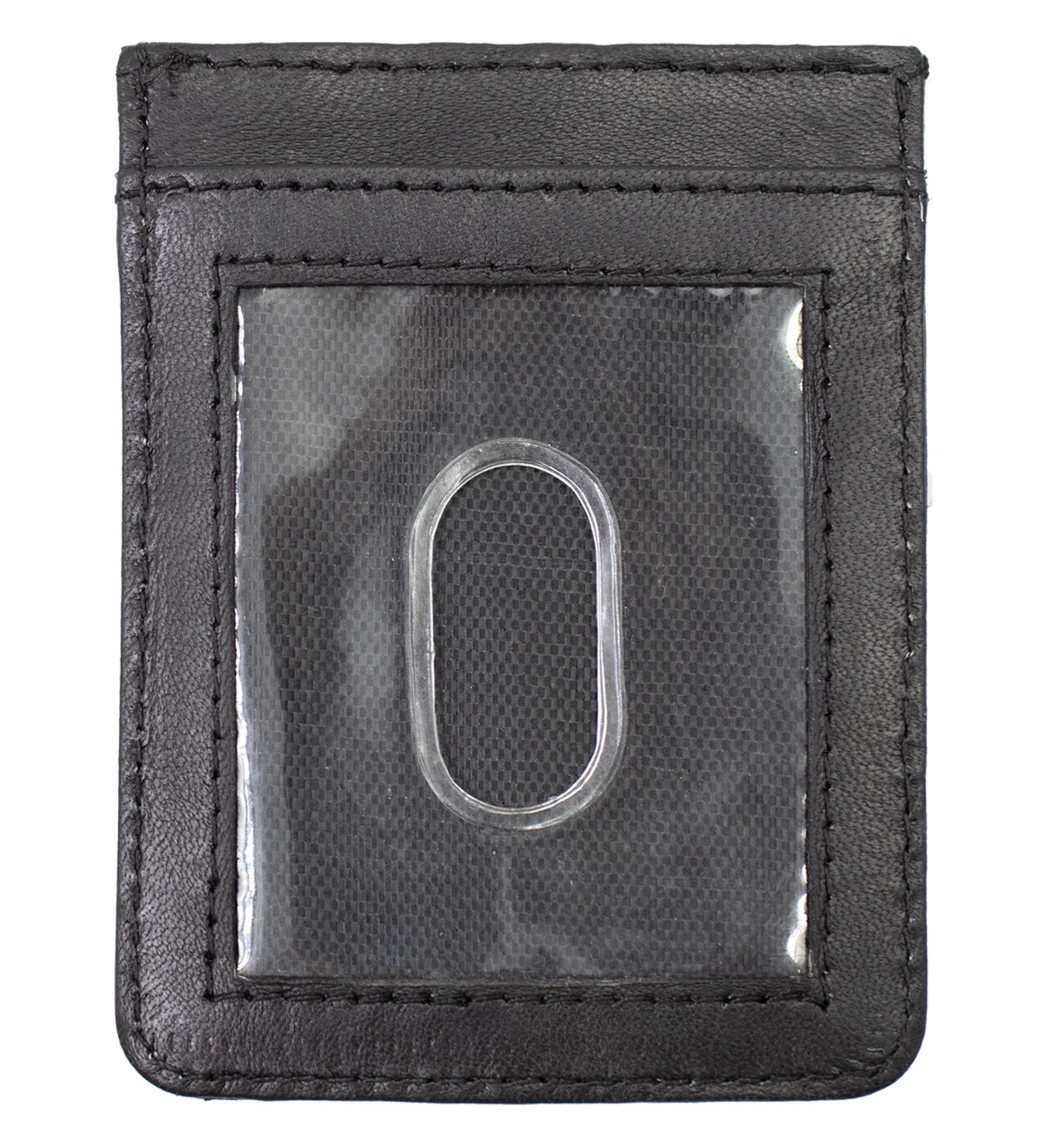 RFID Blocking Genuine Leather Money Clip ID Card Holder Slim Flat ...