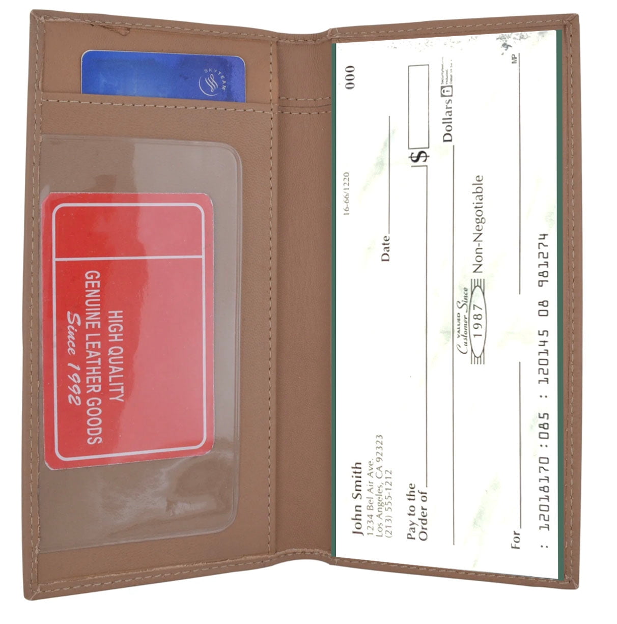 RFID Blocking Genuine Leather Plain Checkbook Cover Holder Thin ID Card ...