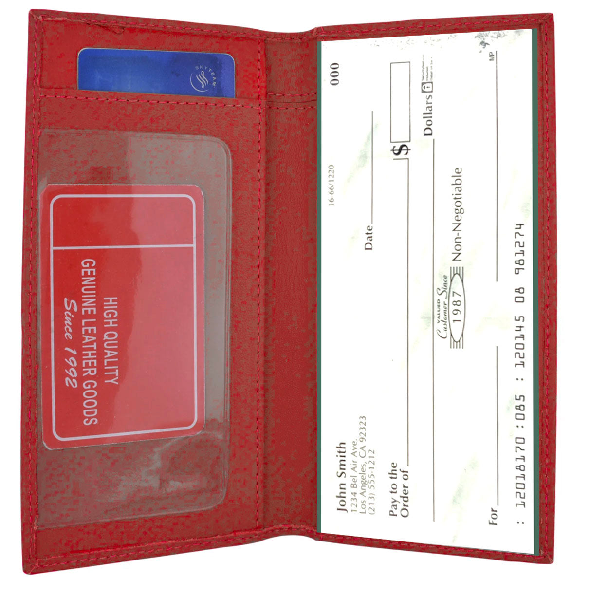 RFID Blocking Genuine Leather Plain Checkbook Cover Holder Thin ID Card ...