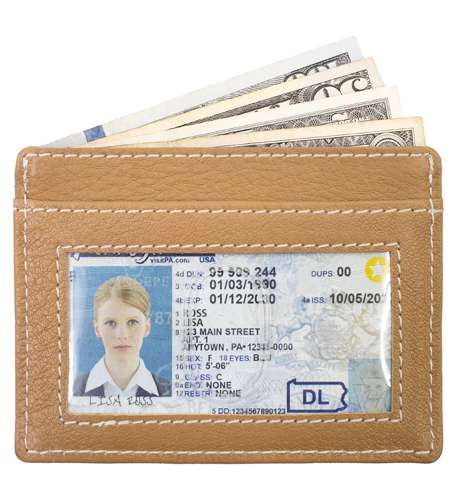 RFID Blocking Genuine Leather Slim Wallet 2 Credit Card Case Minimalist ...