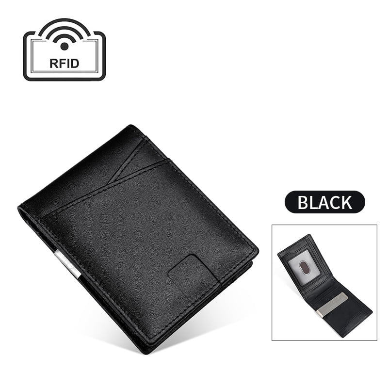 RFID Blocking Genuine Leather Wallet for Men Cash Clip Credit Card ...