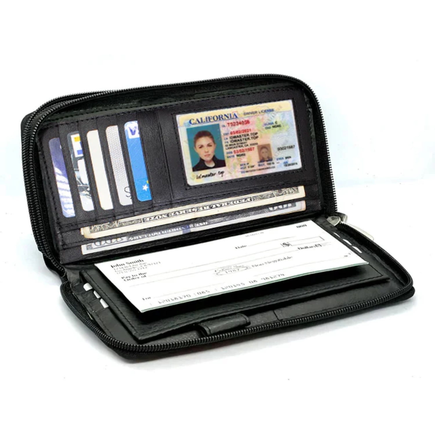 RFID Blocking Leather 2 Zip Wallet for Women Credit Card Holder ...