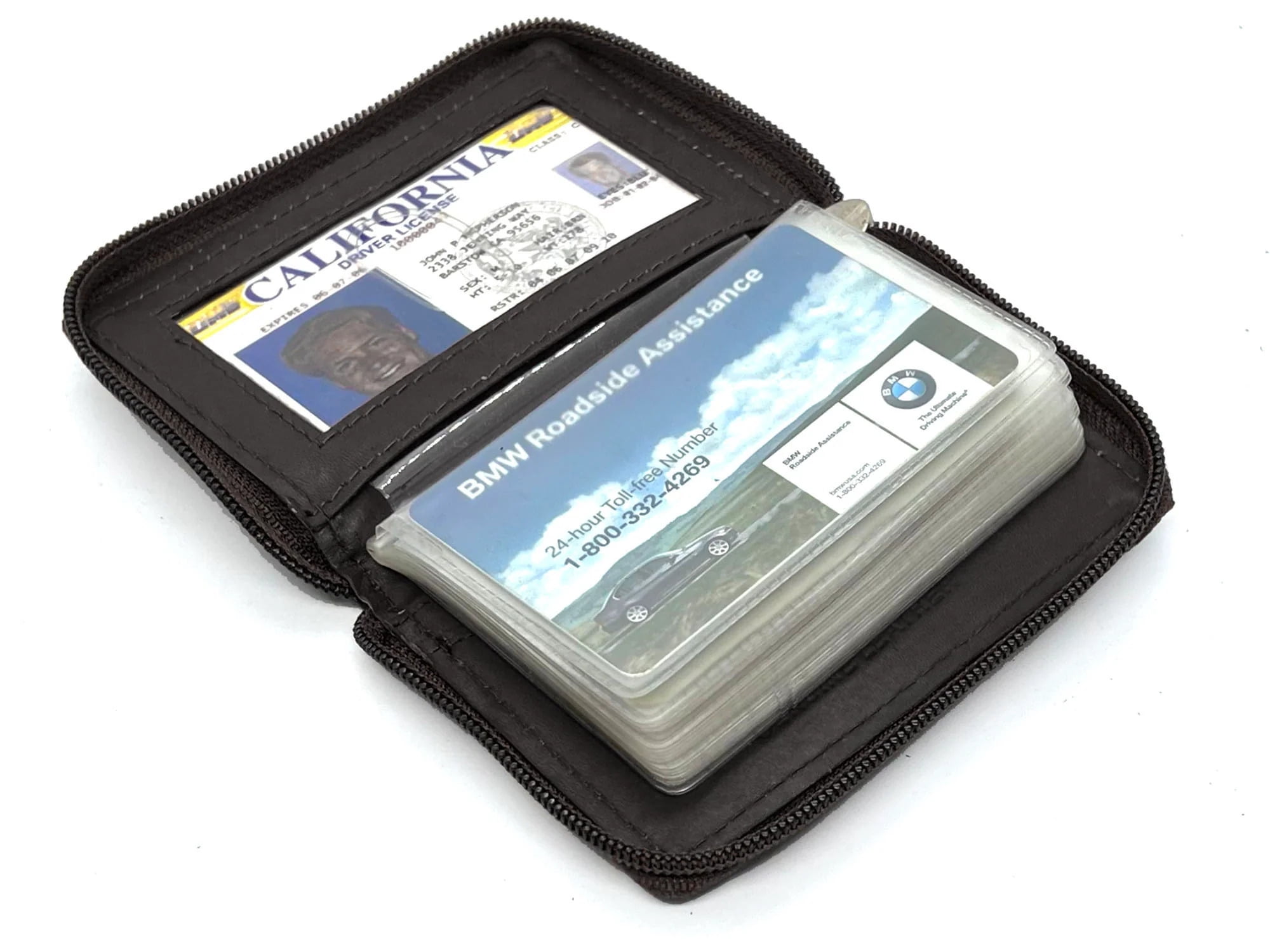 RFID Blocking Leather Bifold Wallet Zip Around ID Business Credit Cards ...