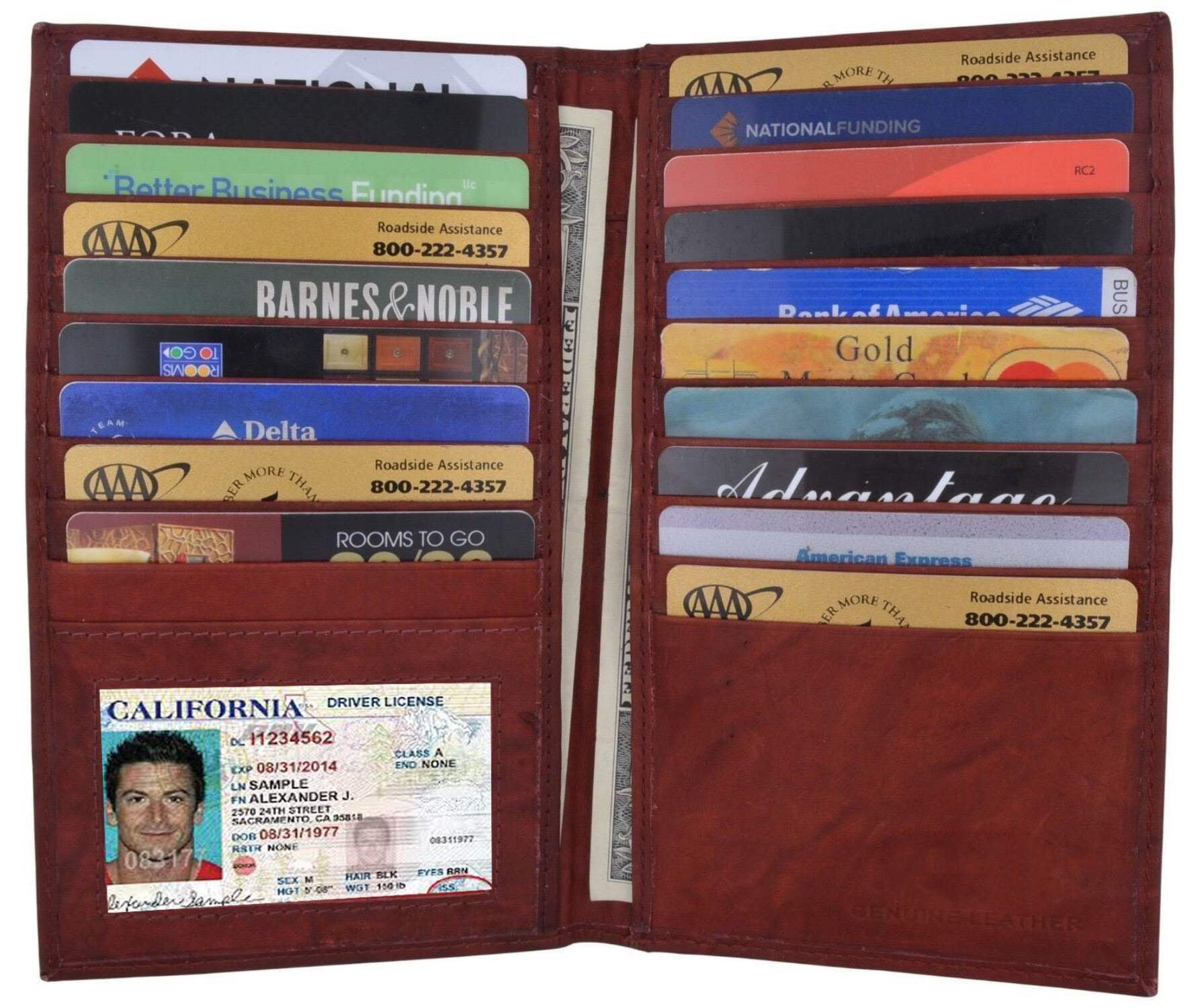 RFID Blocking Leather Checkbook Cover Men's Secretary Wallet 19 Card ...