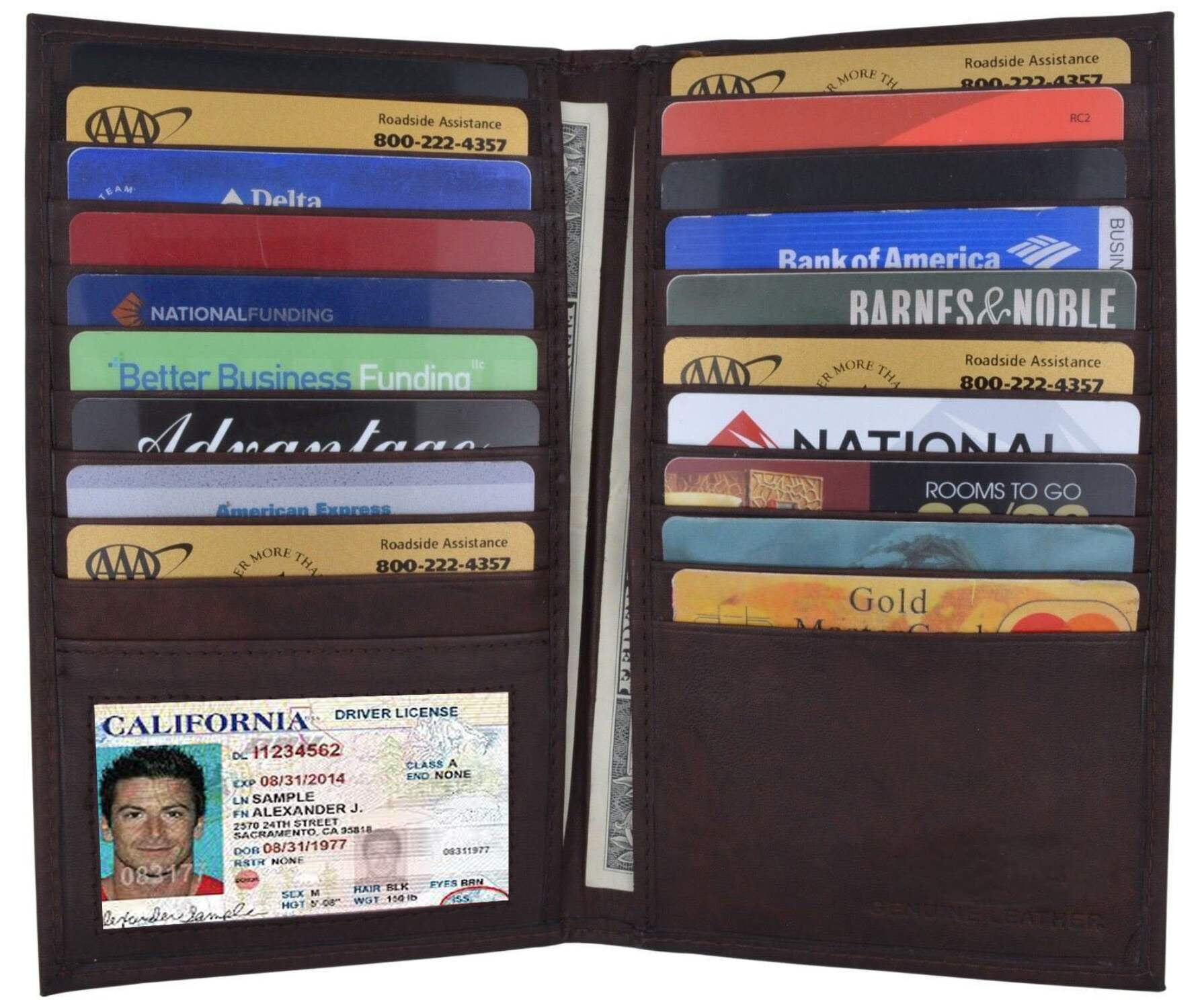 RFID Blocking Leather Checkbook Cover Men's Secretary Wallet 19 Card ...