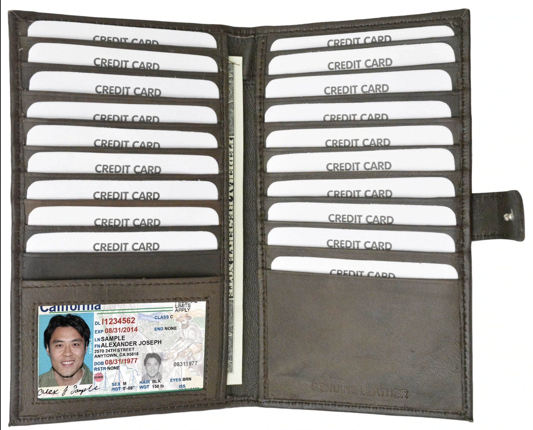 RFID Blocking Leather Checkbook Cover Men's Secretary Wallet 19 Card ...