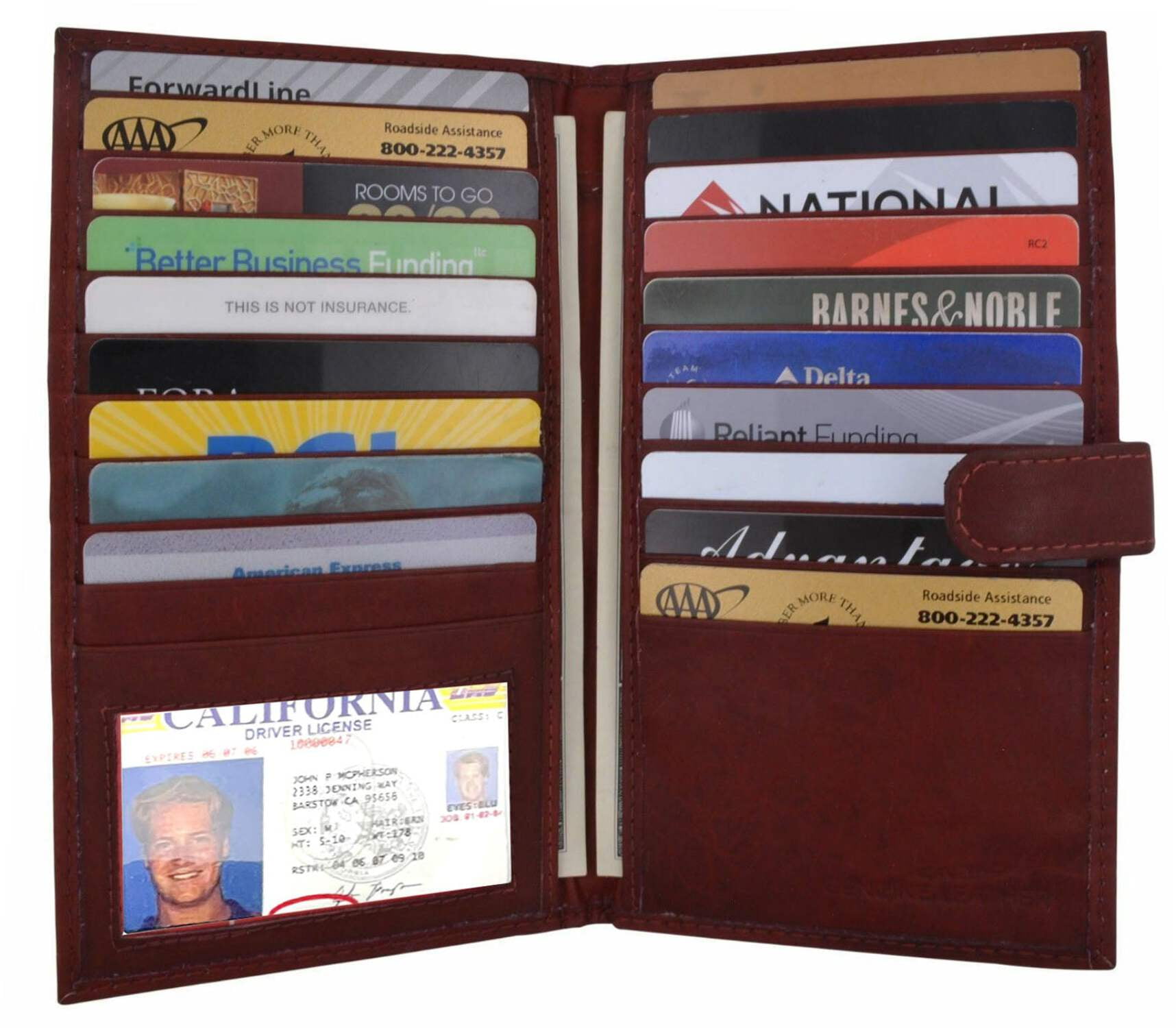 RFID Blocking Leather Checkbook Cover Men's Secretary Wallet 19 Card ...