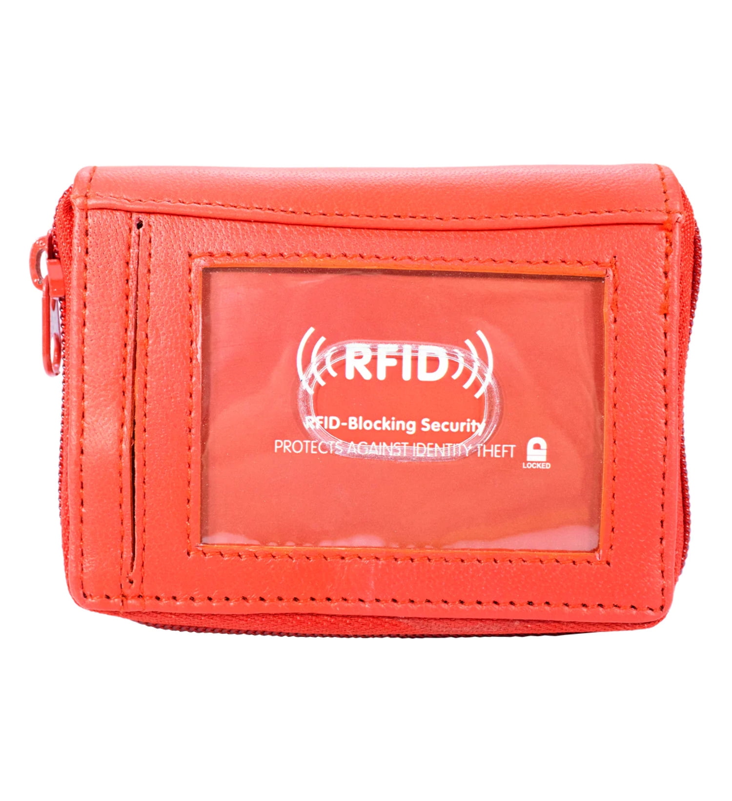 RFID Blocking Leather Fan Open Credit Card Holder Zip Around Accordion ...