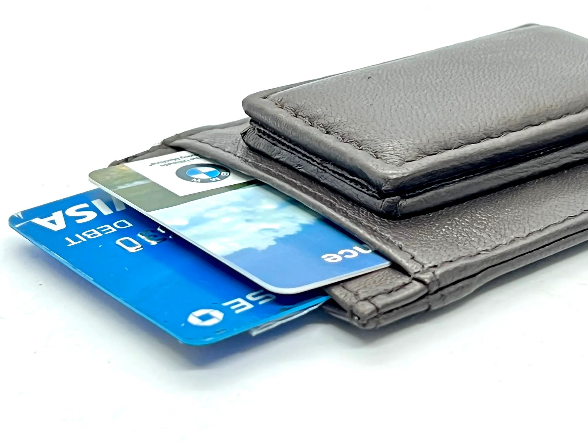 RFID Blocking Leather Slim Men's Magnetic Money Clip ID Card Holder ...