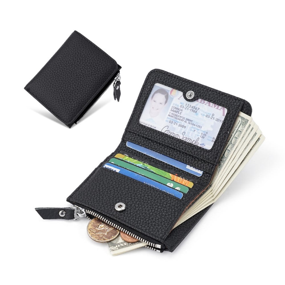 RFID Blocking Leather Women Coin Wallet Purse with Zipper Pocket and ...