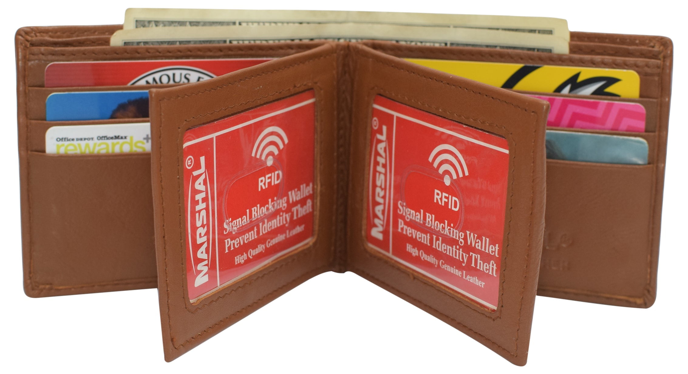 RFID Blocking Men's Bifold Leather Wallet With Double Center Flap And 3 ...