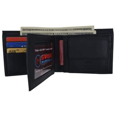 Genuine Leather Trifold Wallets For Men - Mens Wallet With 2 Flip-Up ID Windows RFID Blocking ...