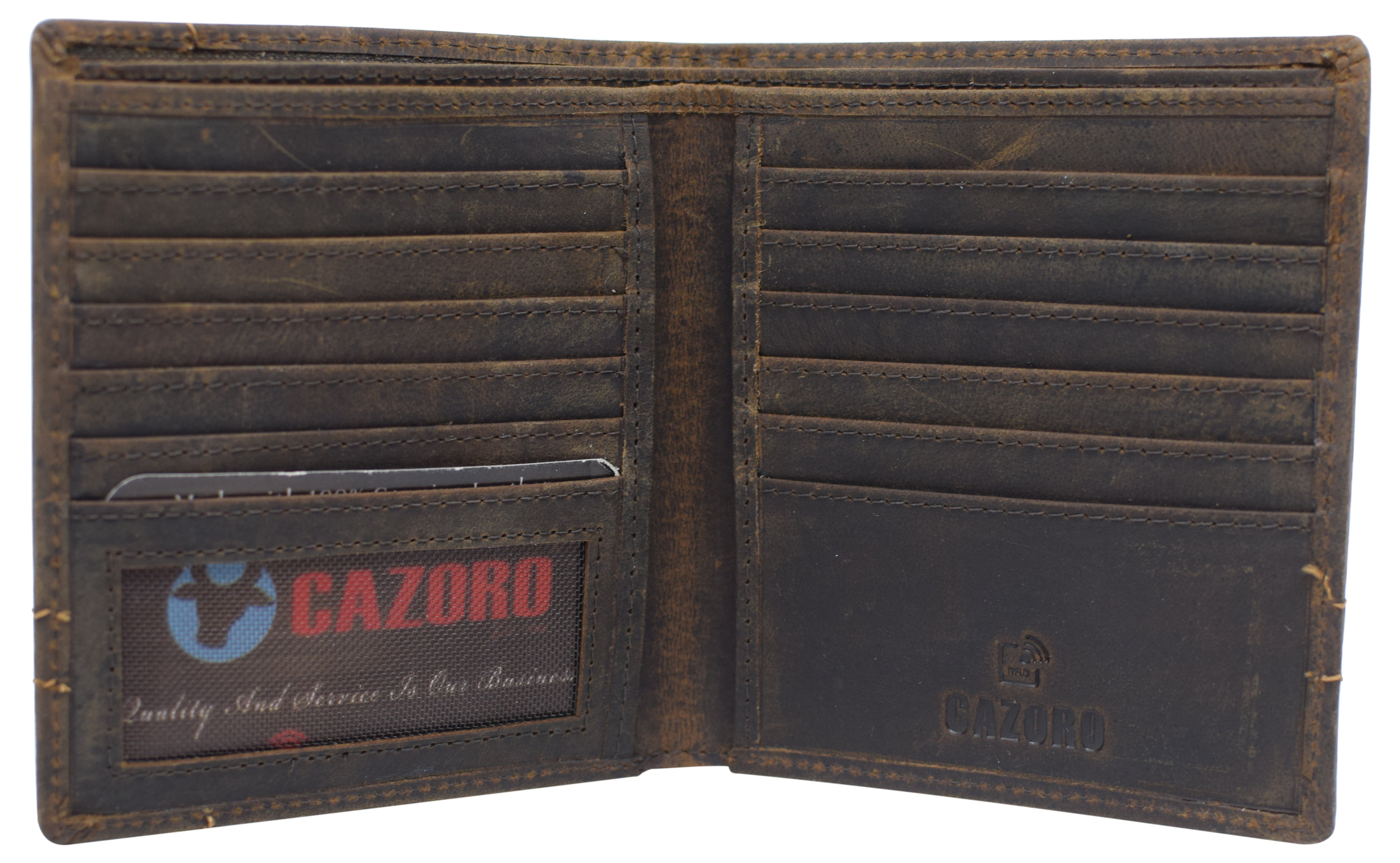 RFID Blocking Men's Slim Bifold Hipster Credit Card Vintage Leather ...