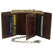 Men's Tri-fold Brown Leather Chain Wallet Motorcycle Rider Trucker ...