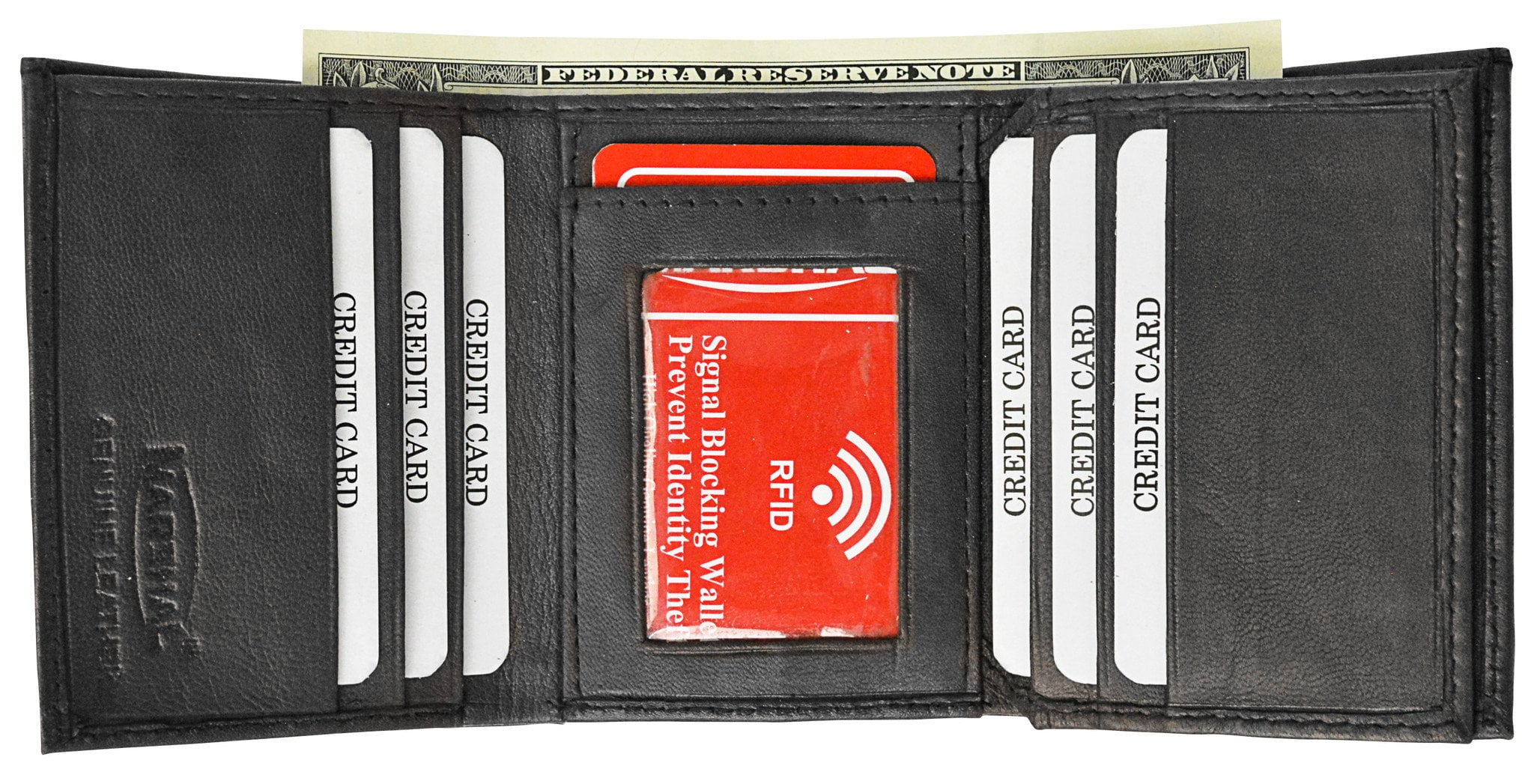RFID Blocking Mens Lamb Leather Classic Trifold Wallet RFID 1107 BOX (C ...