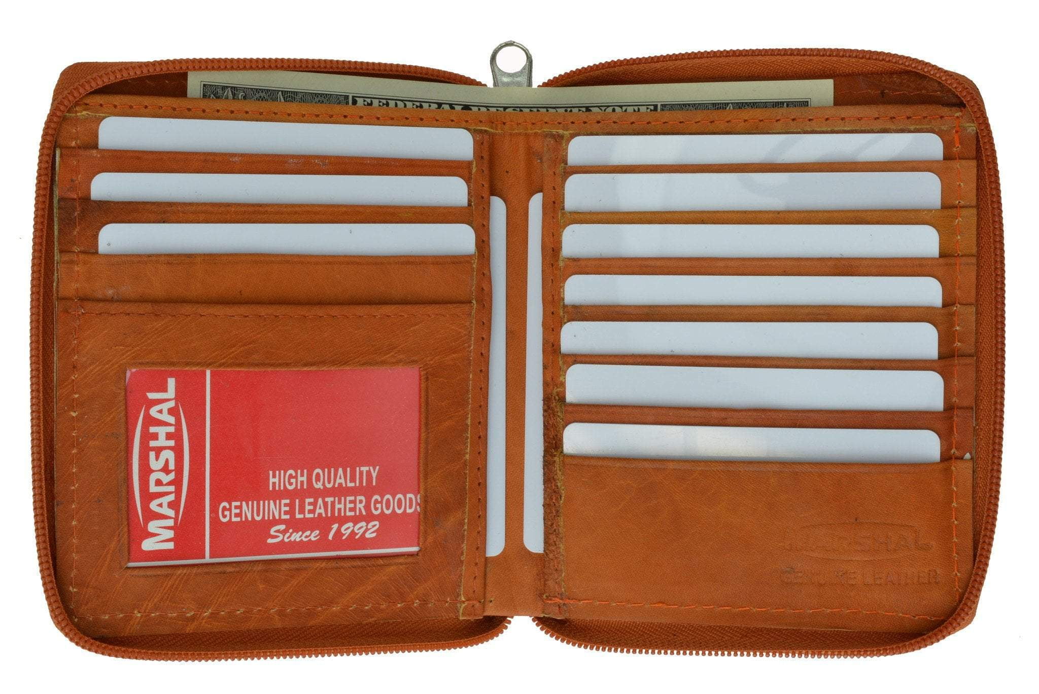 RFID Blocking Mens Leather Zippered Wallet RFID 702 (C) - Walmart.com