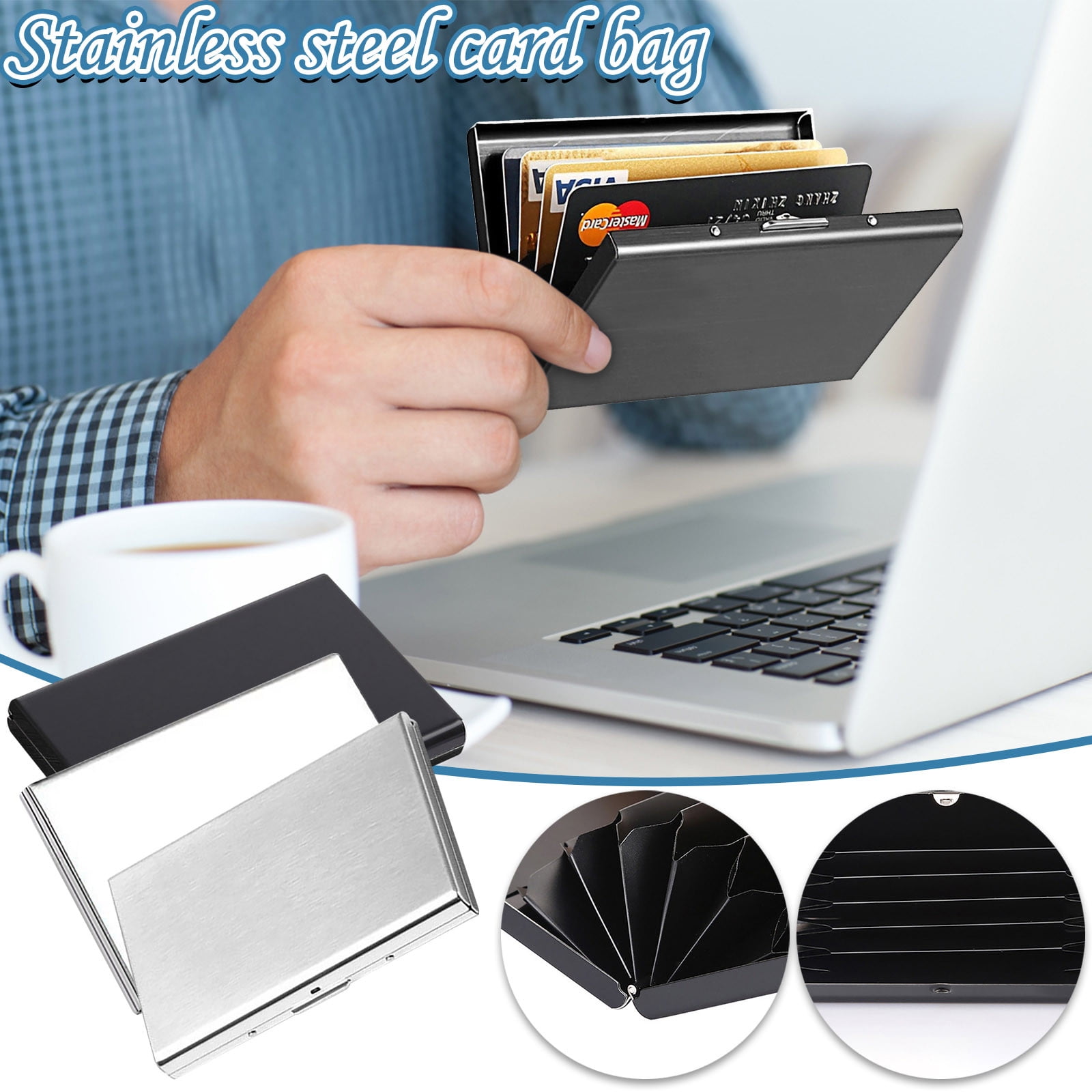 RFID Blocking Metal Card Holder Slim Credit Card Protector Wallet, Anti ...