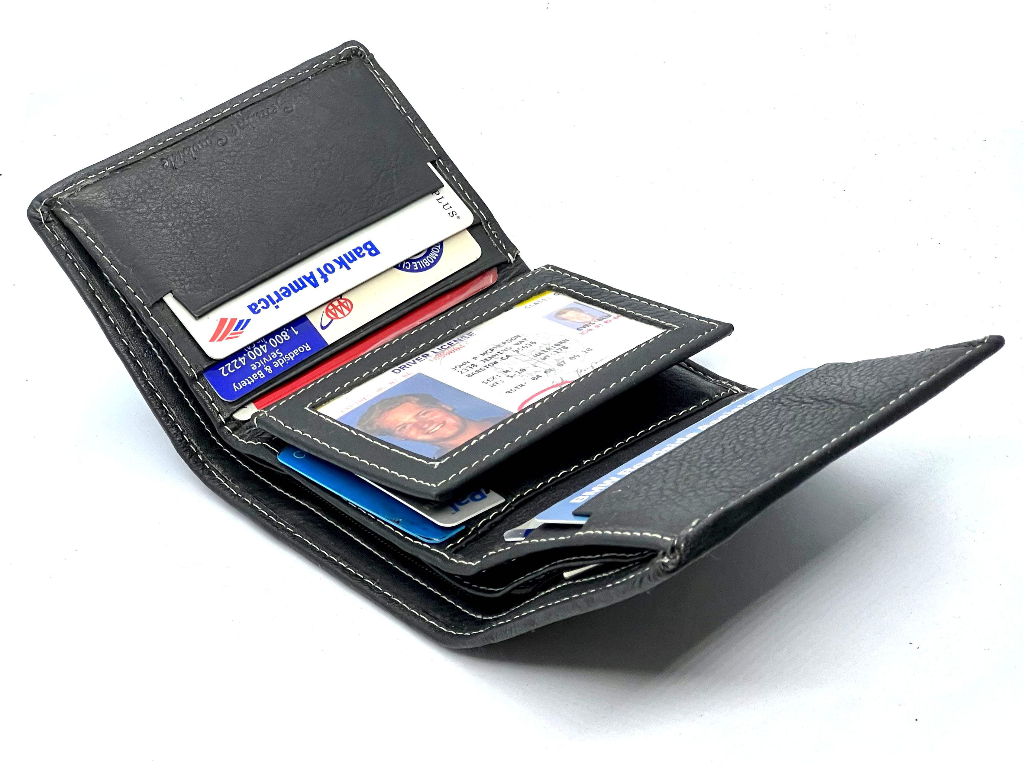 RFID Blocking Premium Leather enter Flap Trifold Wallet Center Flap ...