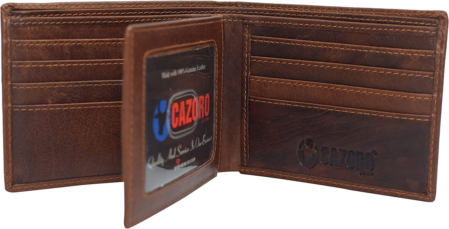 RFID Blocking Premium Soft Leather Men's Multi-Card Compact Center Flip ...