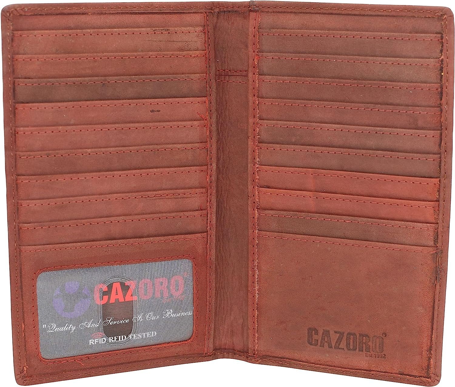 RFID Blocking Premium Vintage Leather Long Bifold Credit Card ID Wallet ...