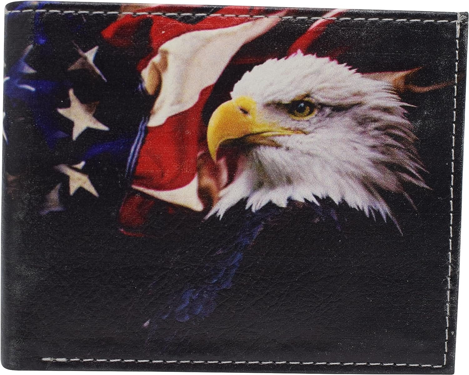 RFID Blocking Printed American Eagle Flag Bifold Leather Wallet with ...