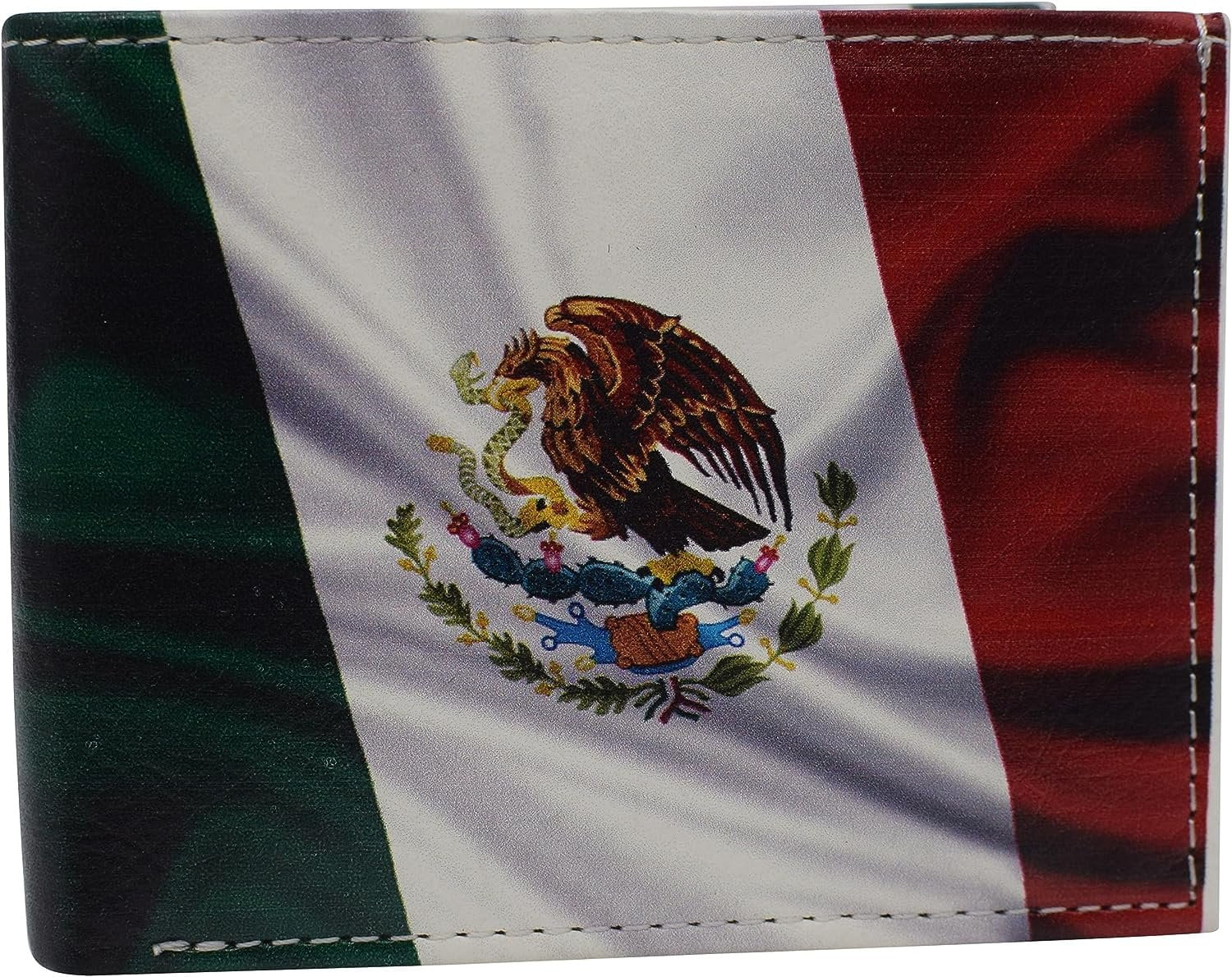 RFID Blocking Printed Mexican Flag Bifold Genuine Leather Mexico Wallet ...