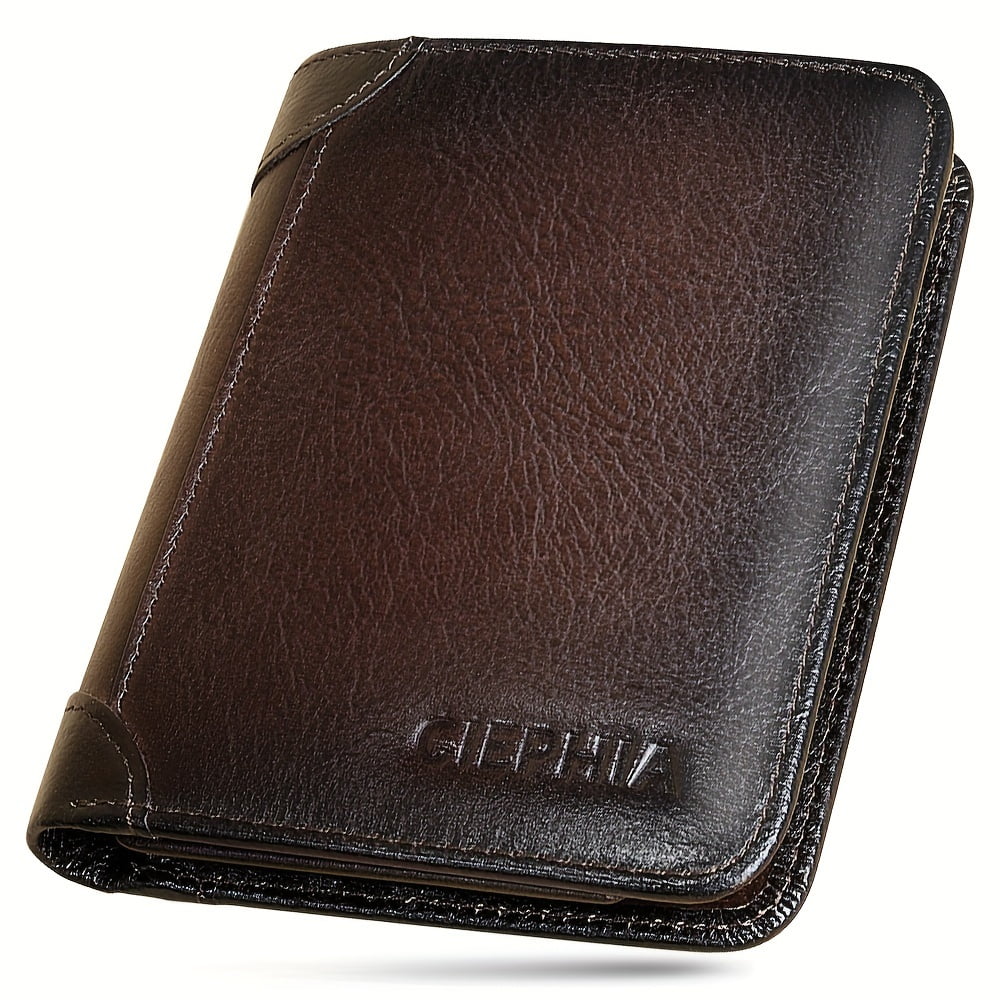 [RFID Blocking] RFID Blocking Trifold Genuine Leather Wallets For Men ...