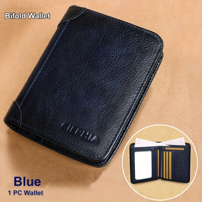 [RFID Blocking] RFID Blocking Trifold Genuine Leather Wallets For Men ...