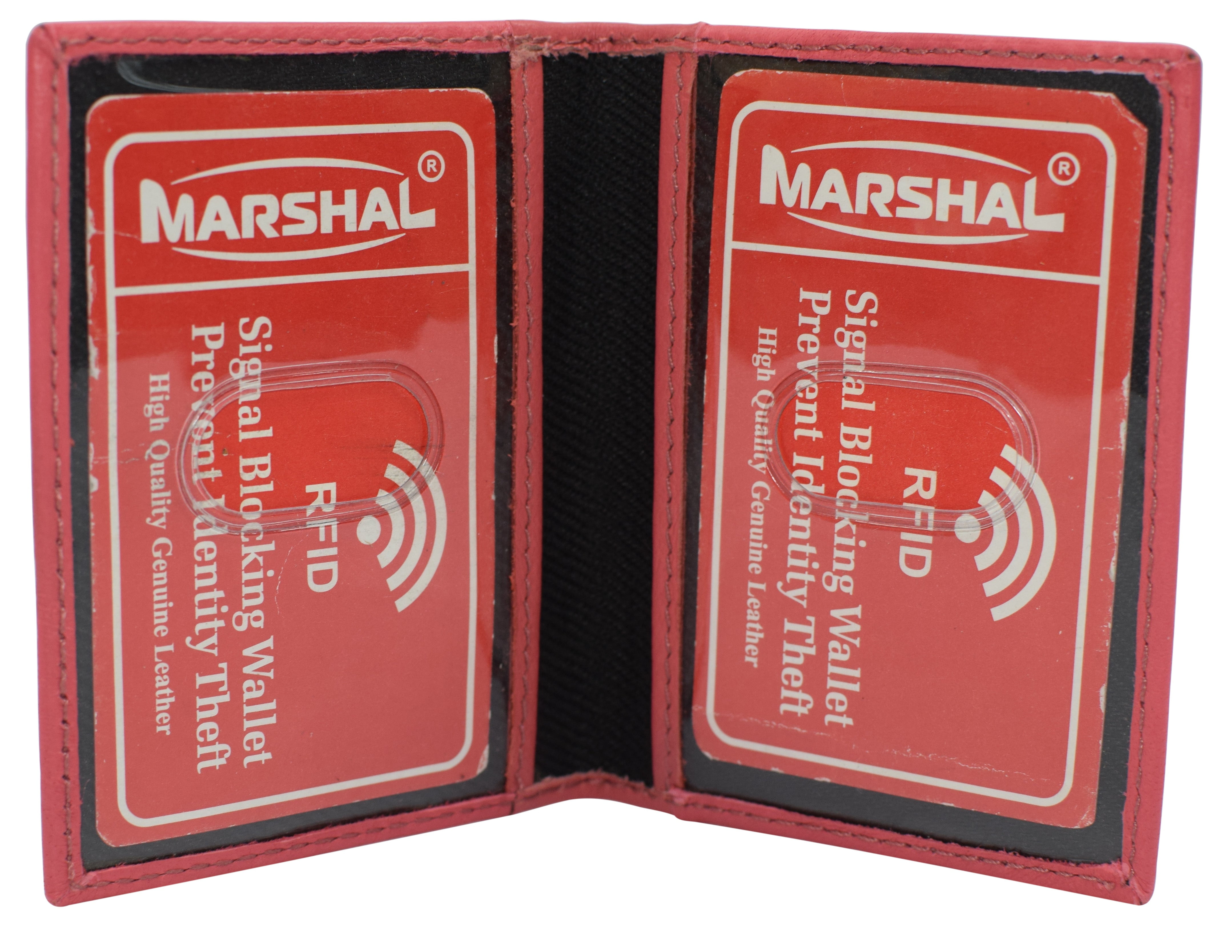 RFID Blocking Slim Thin Genuine Leather 2 ID Window Mini Wallet Holder ...