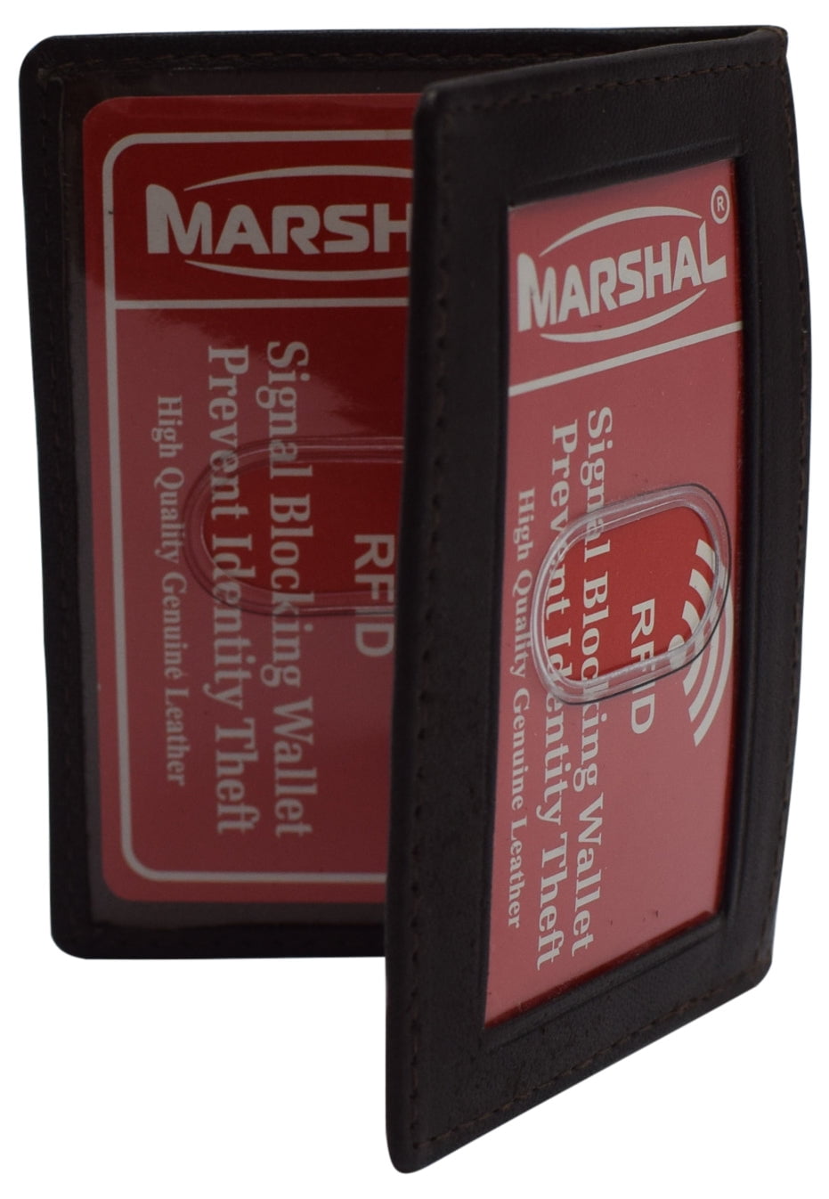 RFID Blocking Slim Thin Leather Credit Card Triple ID Window Mini ...