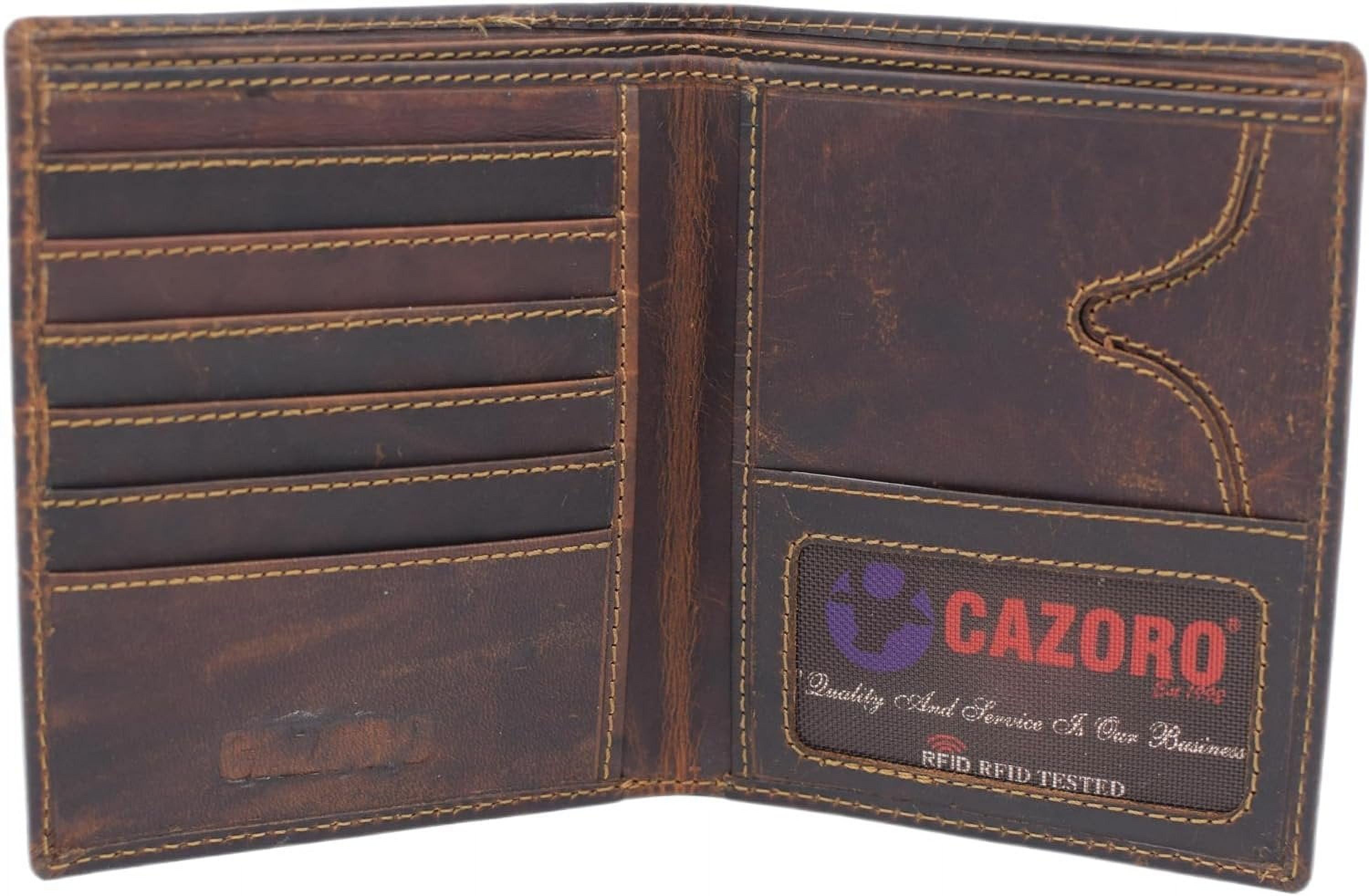 RFID Blocking Vintage Leather Large Hipster Bifold Credit Card ID Men's ...