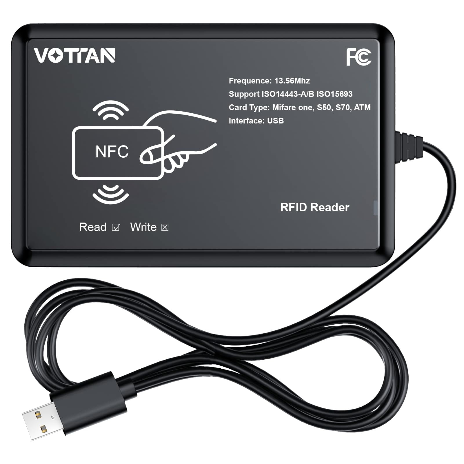 RFID Card Reader 13.56Mhz Reader Support ISO14443-A/B Protocol, IC Card ...