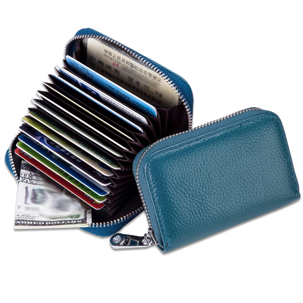 EASTNIGHTS RFID Blocking Leather Credit Card Protector, Small Zipper ...