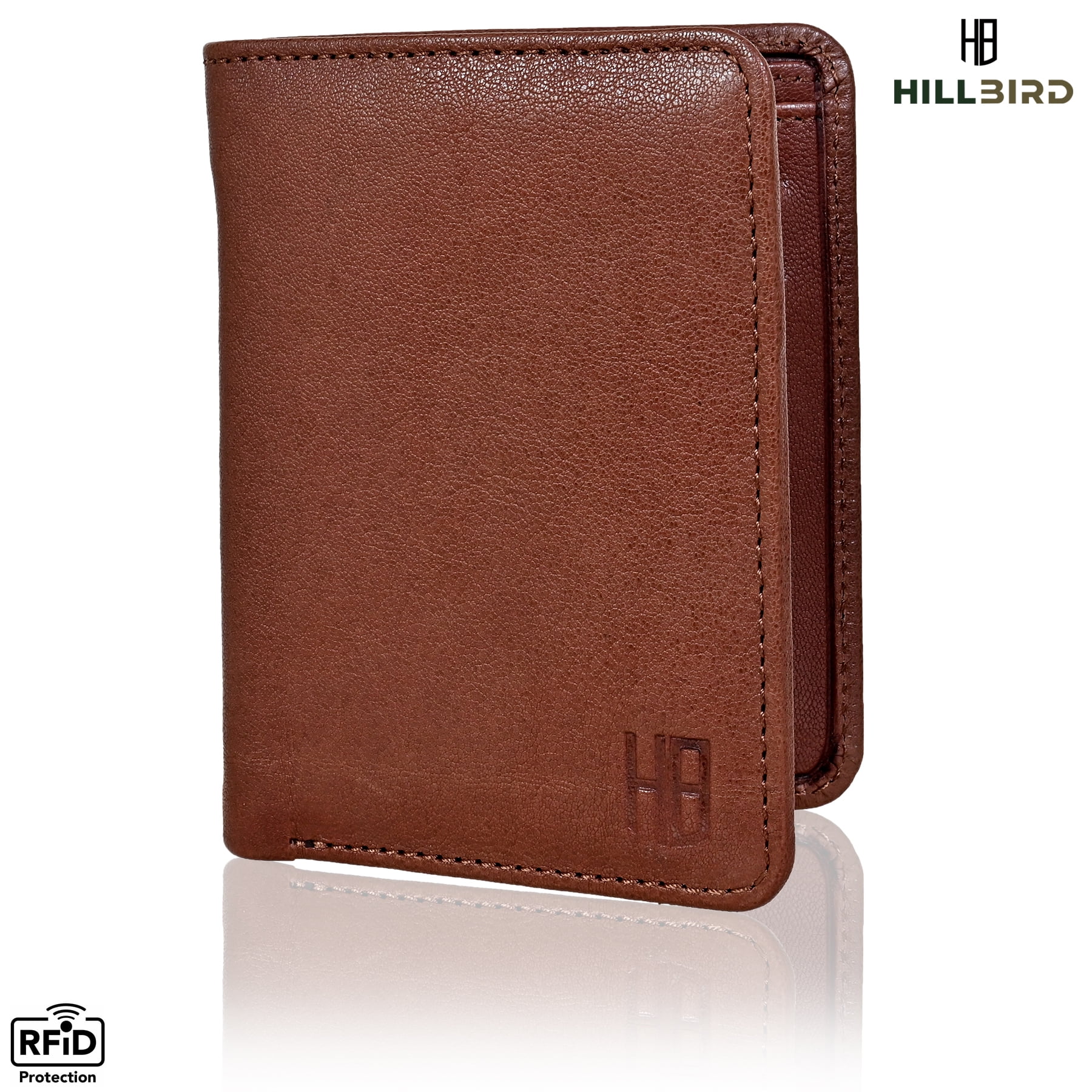 RFID Leather Wallets for Men Slim Bi-fold Genuine Wallet with ID ...