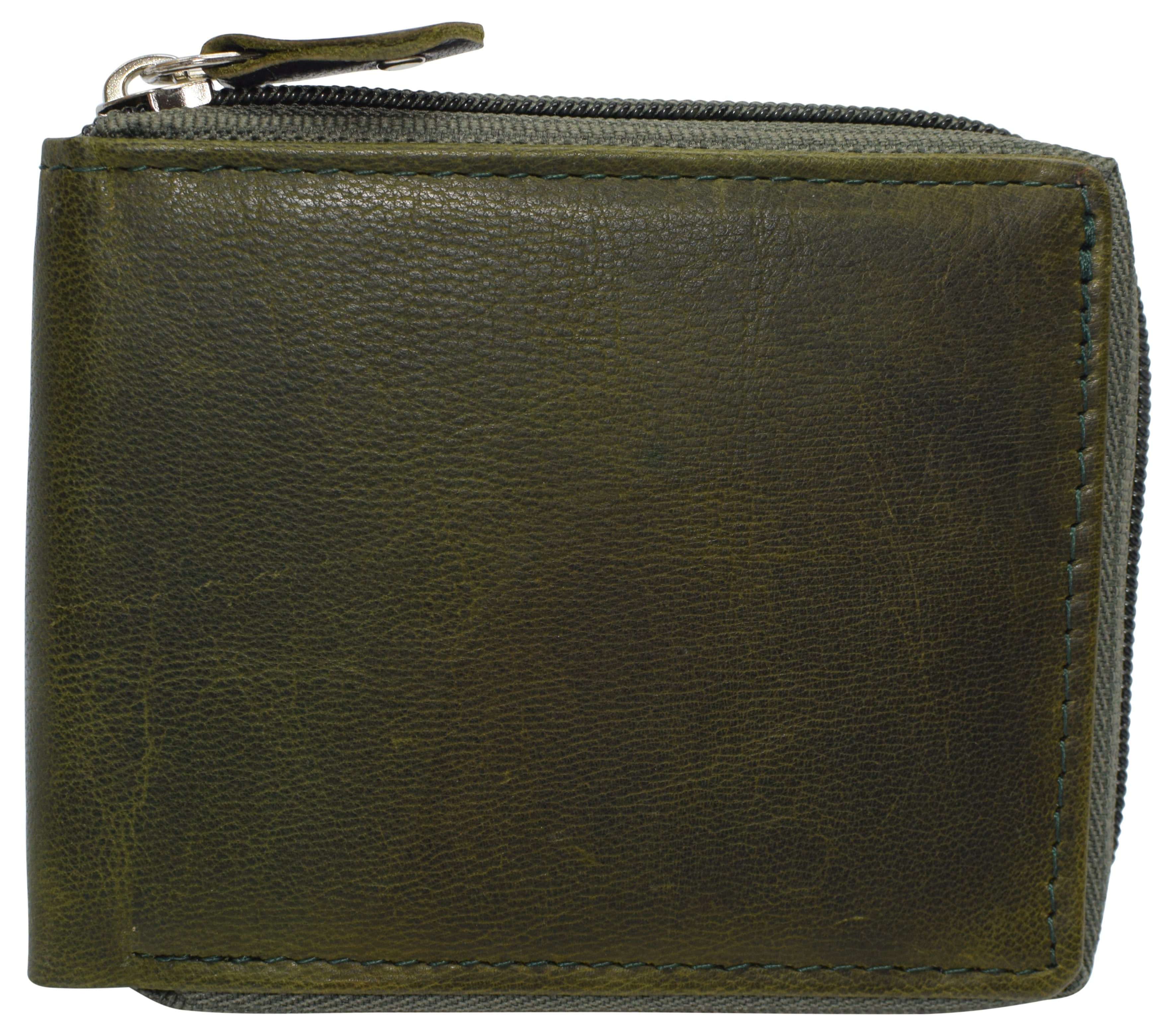 RFID Men's Leather Zipper wallet Zip Around Wallet Bifold Multi Card ...