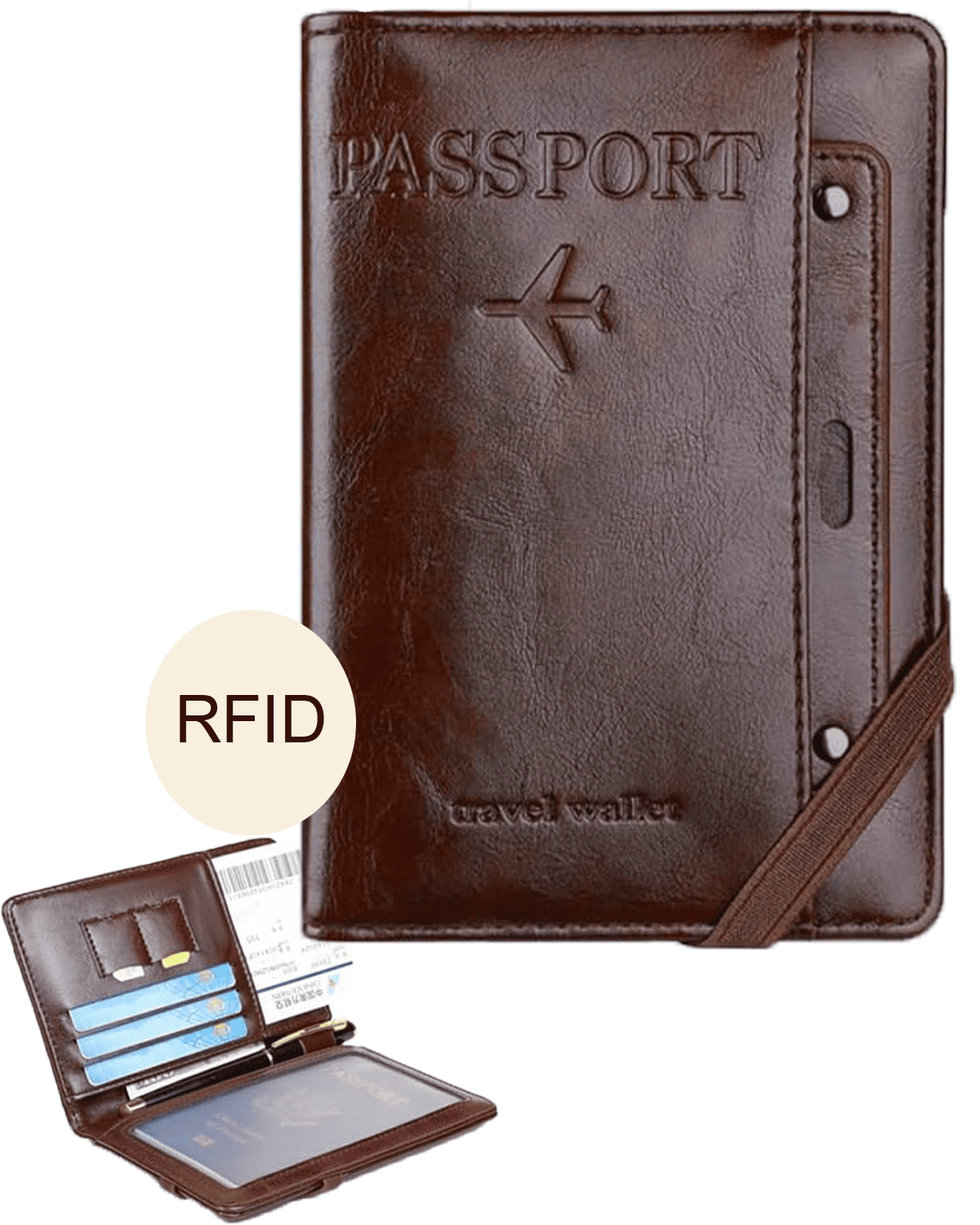 RFID Passport Holder for Travel Essentials, Leather Passport Wallet ...