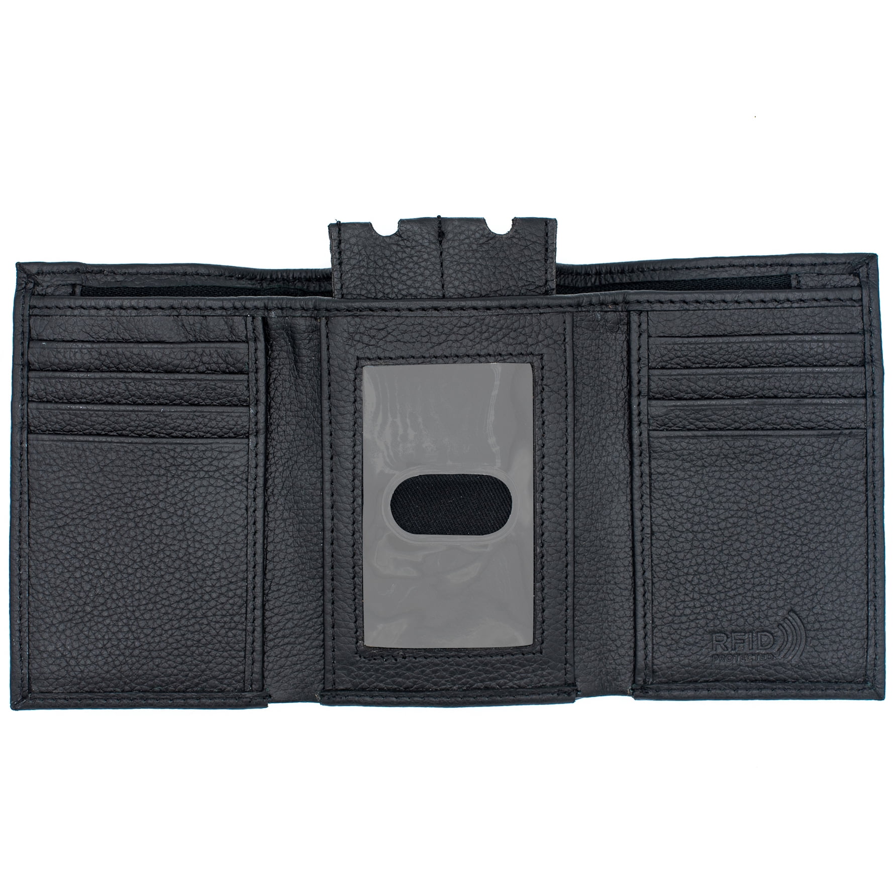 J.T.C RFID Safe Men's Trifold Leather Wallet, Black, Thumb ID, Key ...