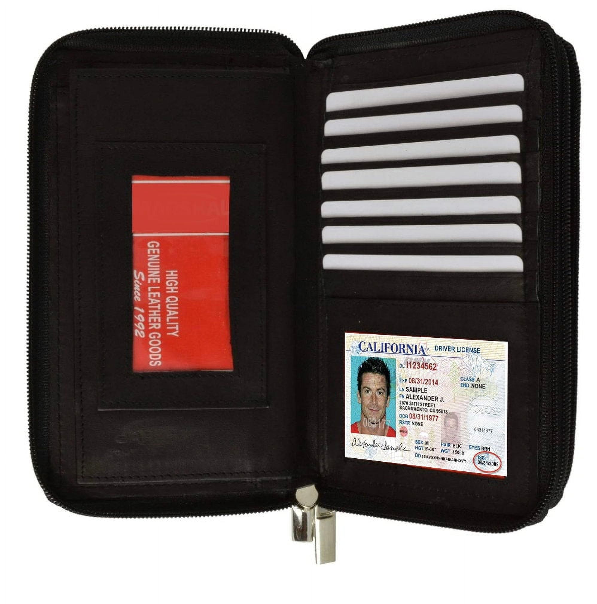 RFID Signal Blocking Genuine Leather Checkbook Secretary Accordion ...