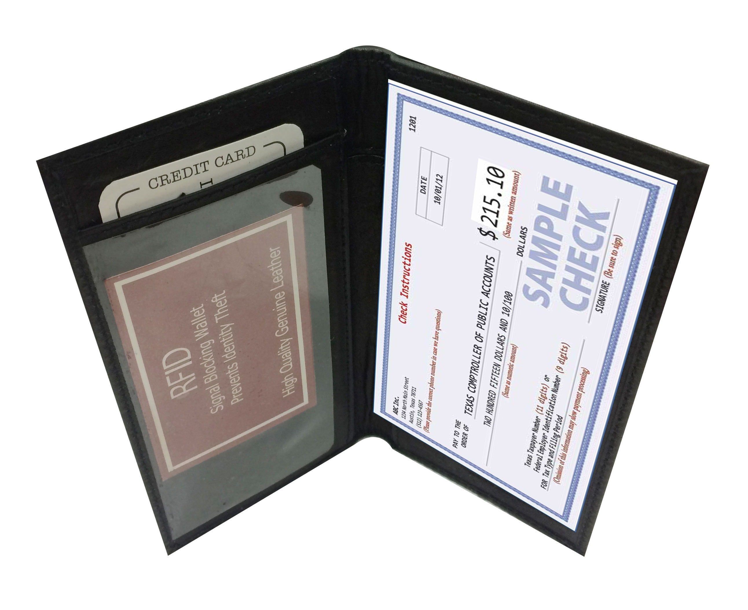 RFID Signal Blocking Genuine Leather Standard Plain Checkbook Cover ...