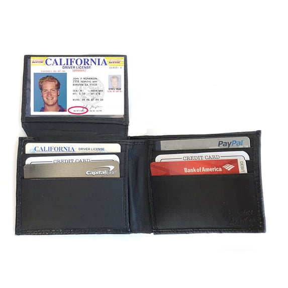 RFID Signal Blocking Men's Bifold Leather Wallet Card Flap Top Front ...