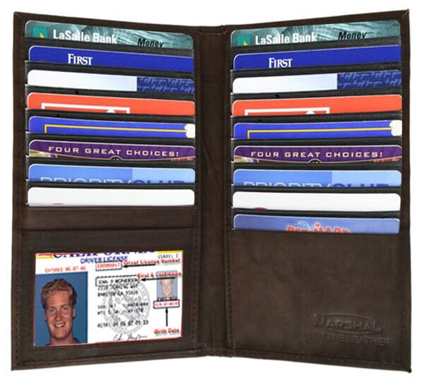 RFID Signal Blocking Men's Genuine Leather Long Bifold Secretary ...