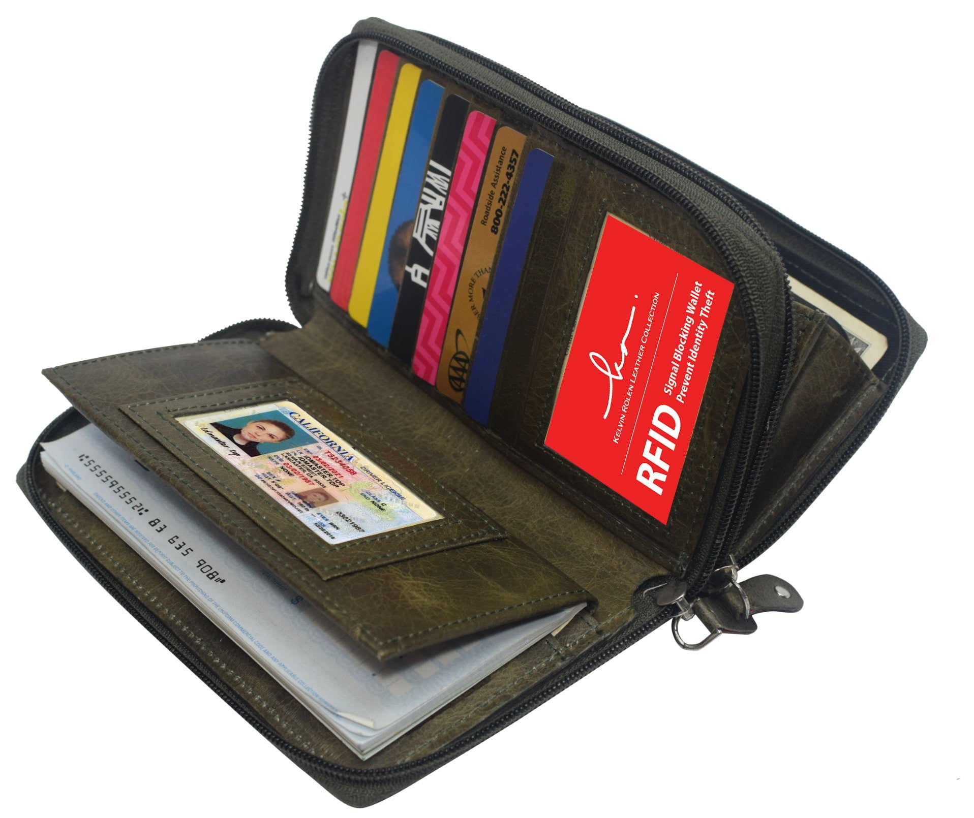 RFID Signal Blocking Vintage Leather Checkbook Secretary Accordion ...