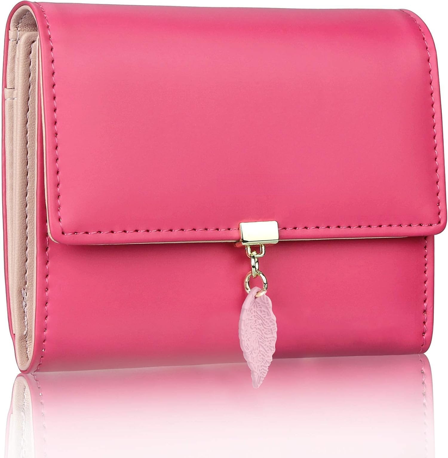 RFID Wallets for Women, Leaf Card Holder Trifold Ladies Wallets Zipper ...