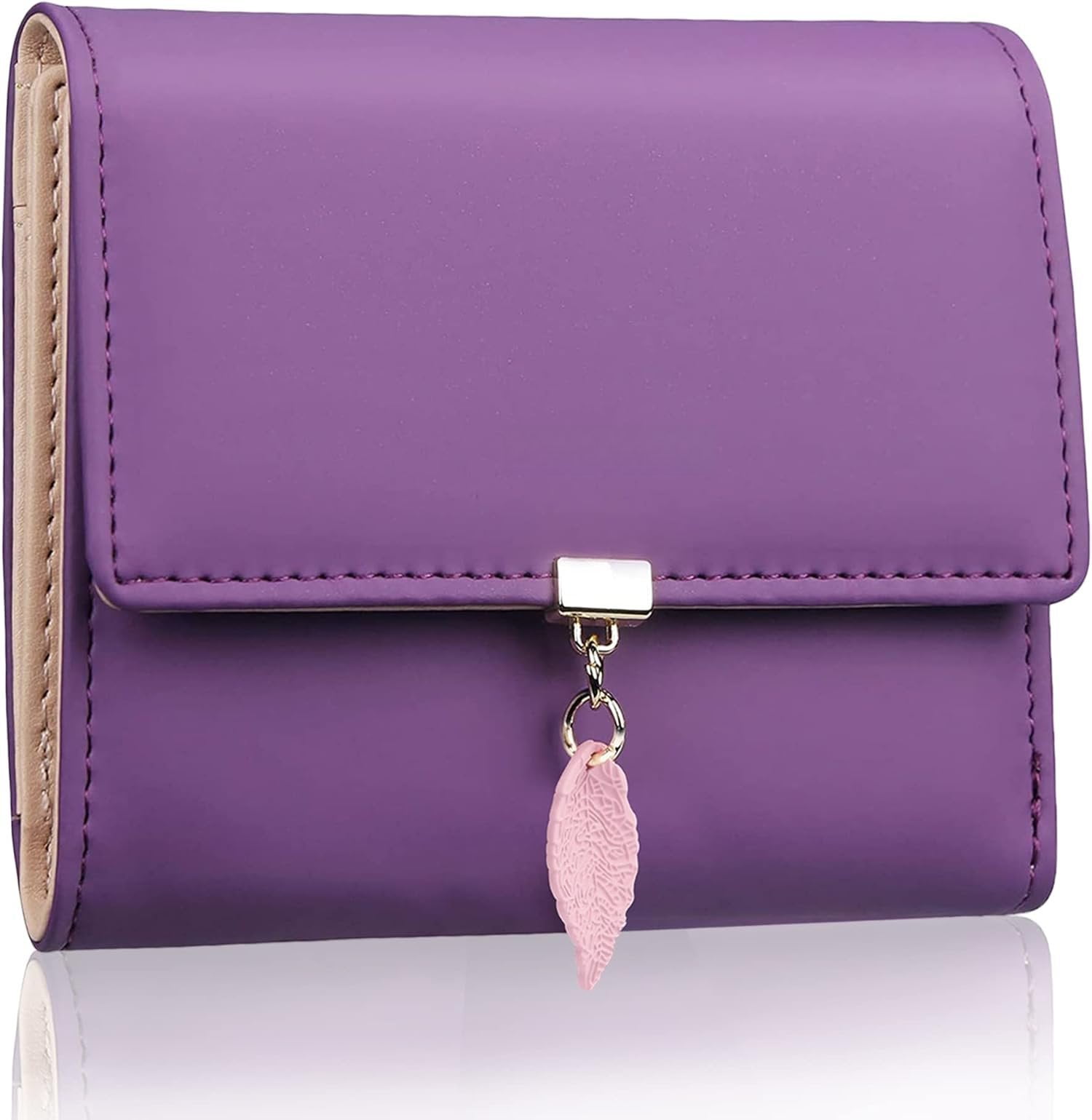 RFID Wallets for Women, Leaf Card Holder Trifold Ladies Wallets Zipper ...