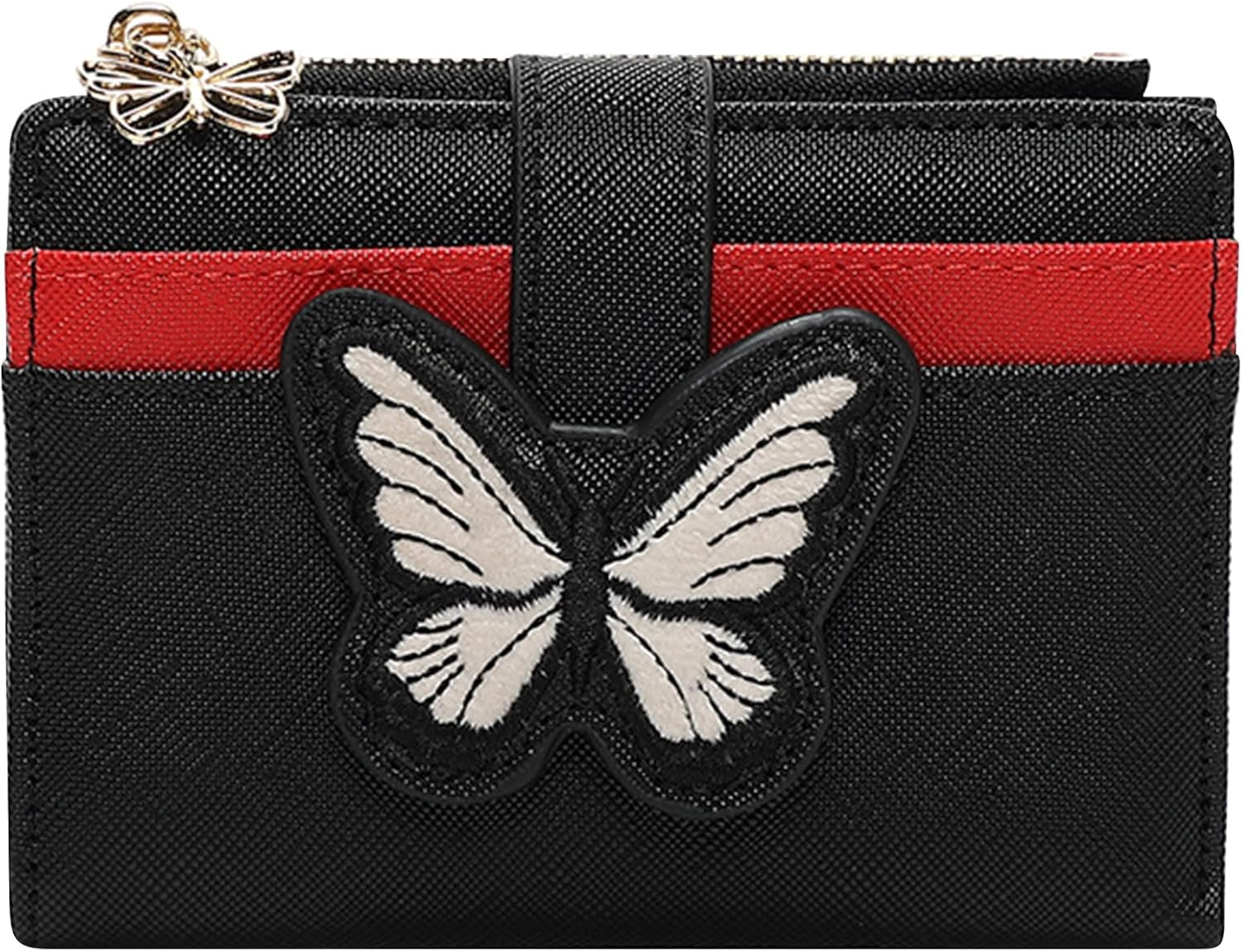 RFID Women’s Wallet, Butterfly Slim PU Leather Bifold with Zipper Coin ...