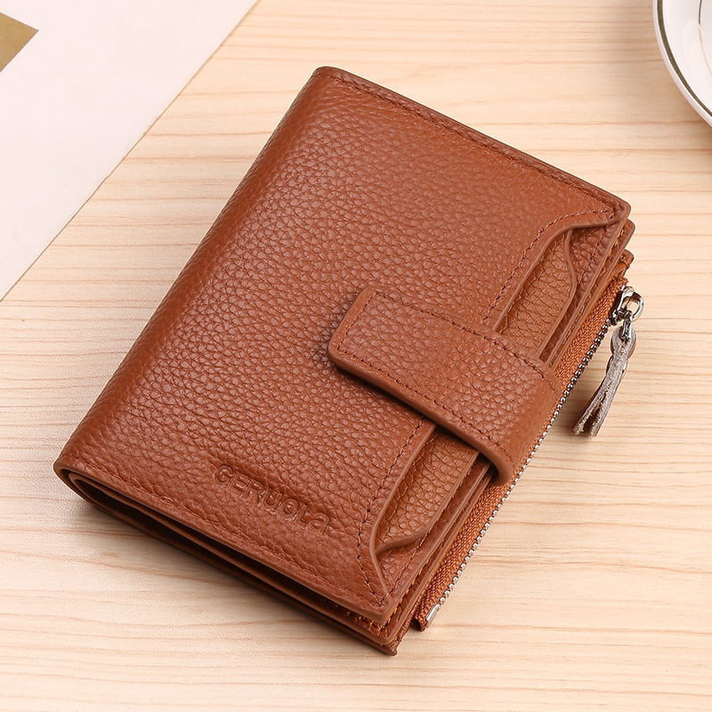 RFID anti-theft brush new three fold multi fold genuine leather cowhide ...