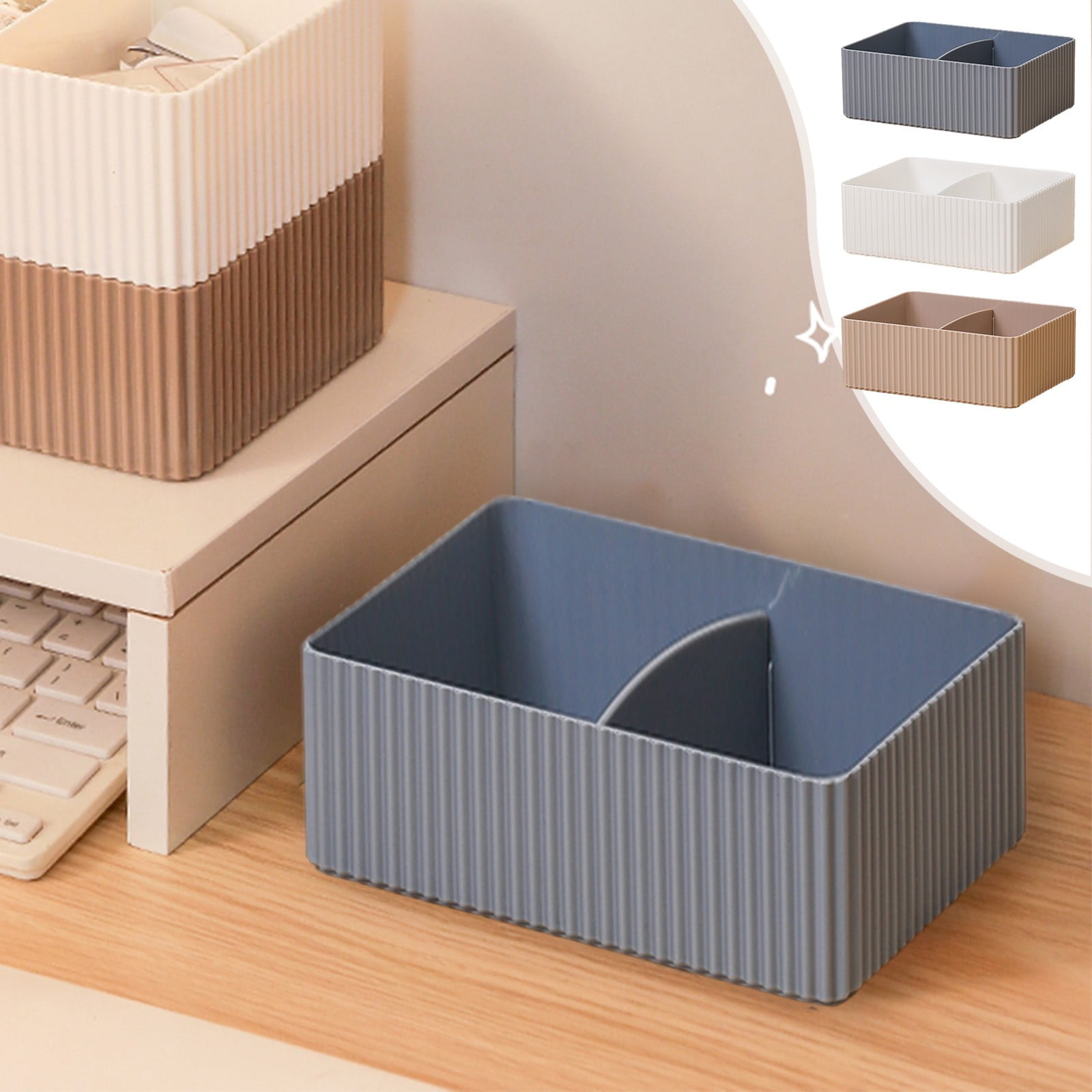 RFUGUG 2 Compartment Desktop Organizer, Space-Saving Storage Box for ...