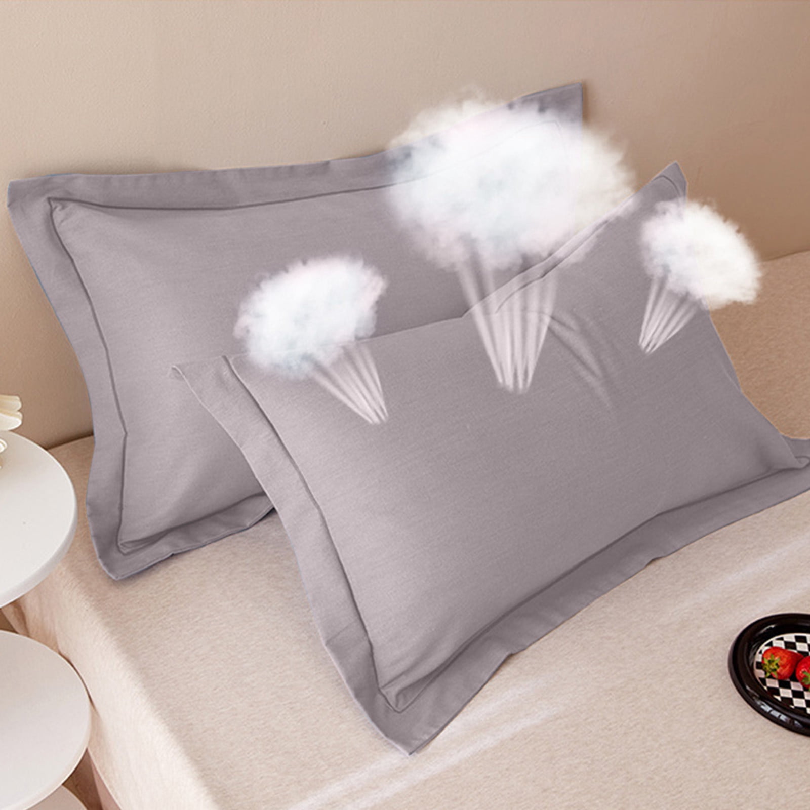 RFUGUG 2-Pack Solid Color Extra Thick Pure Cotton Flannel Pillowcases ...