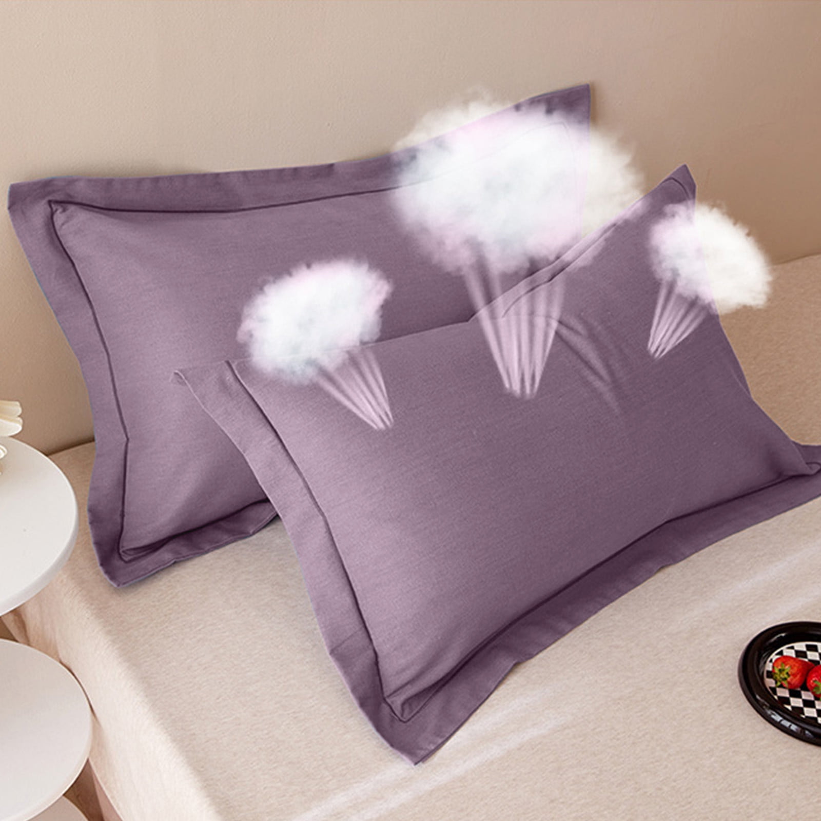 RFUGUG 2-Pcs Solid Color Extra Thick Pure Cotton Flannel Pillowcases ...