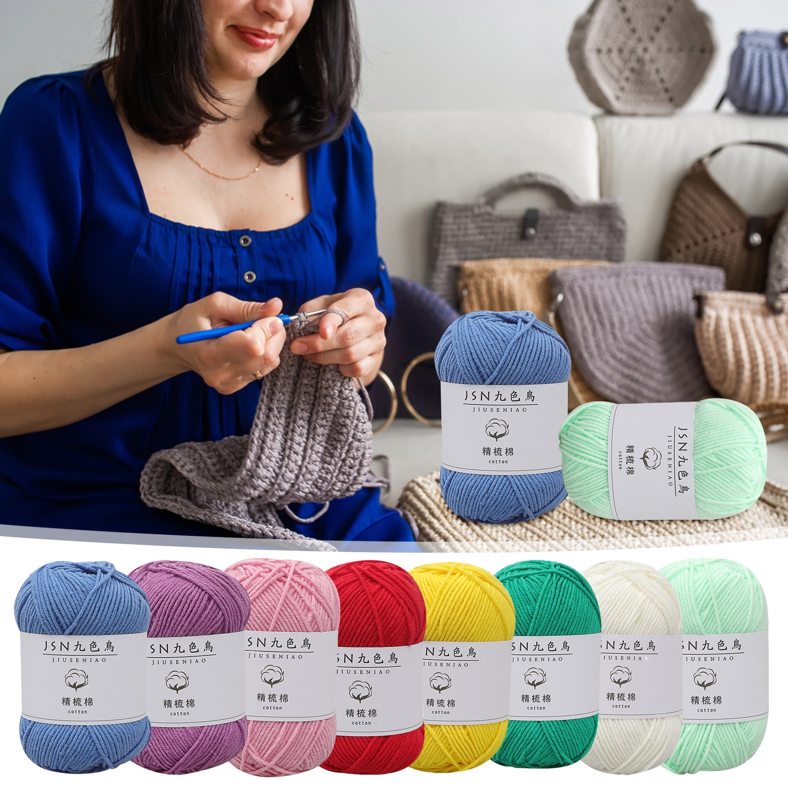 RFUGUG 4-Ply Combed Milk Cotton Yarn, DIY Crochet Thread, Soft Handcrafting Wool, and Premium ...